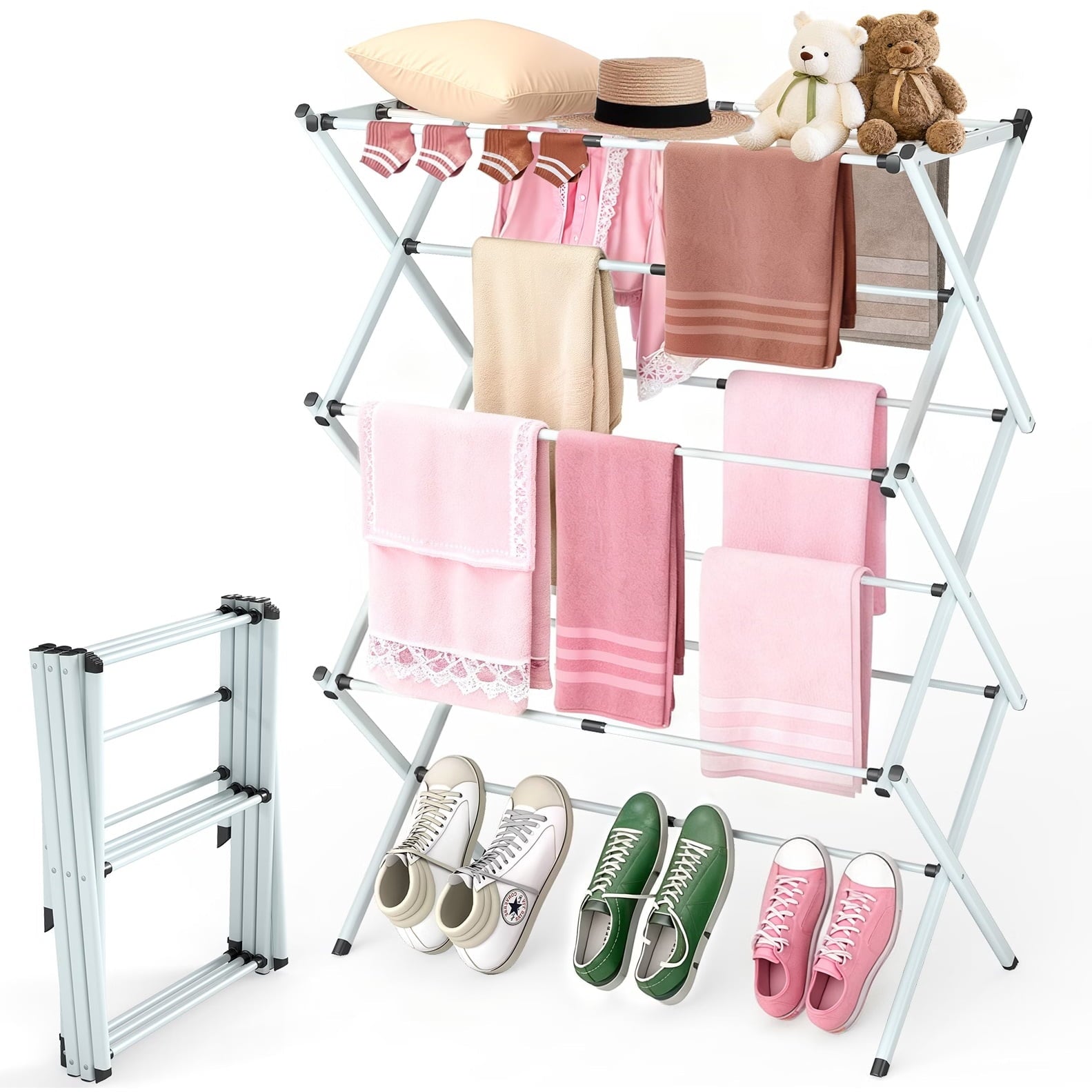 Fenbeli Portable Clothes Drying Rack Folding Drying Rack for Indoor Ou ...